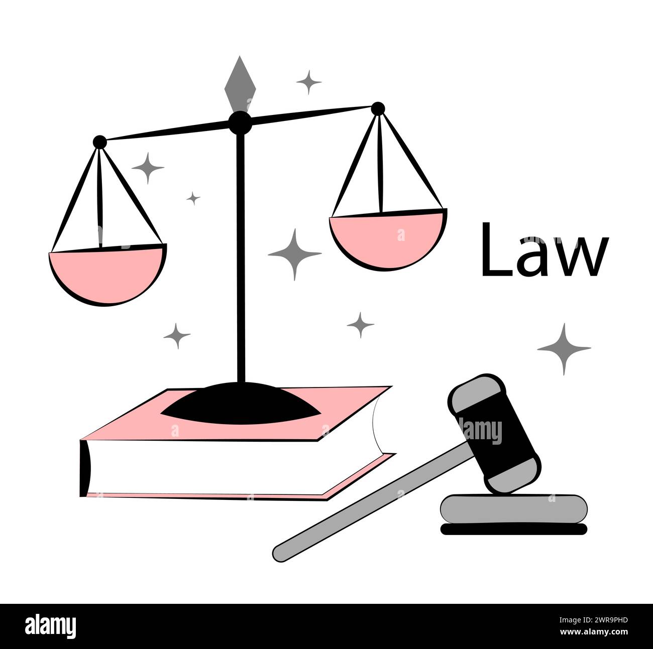 Law. Justice and jurisprudence. Doodle. Vector illustration Stock ...