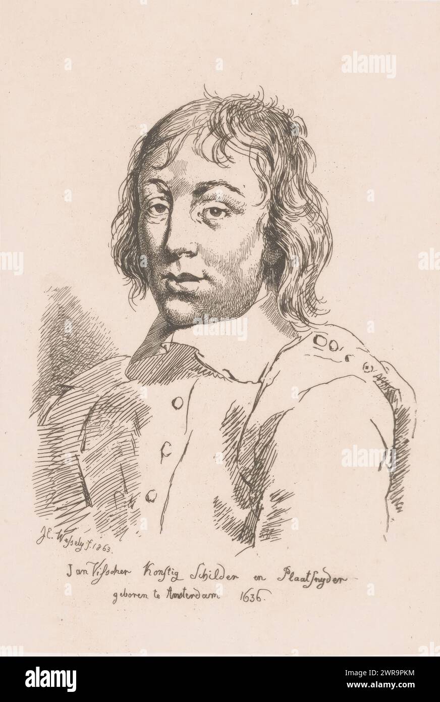 Portrait of Jan de Visscher, print maker: Joseph Eduard Wessely ...