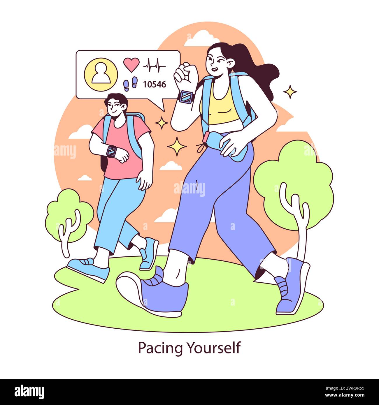 Pacing technique concept. Dynamic duo engaging in rucking with a focus ...