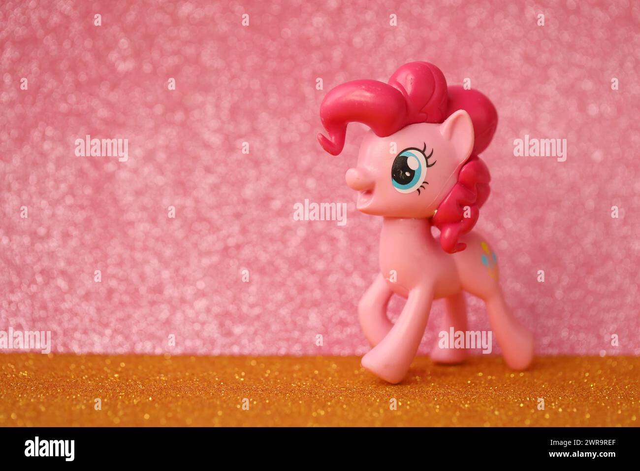 TERNOPIL, UKRAINE - JULY 7, 2023 Old toy with character from My Little ...