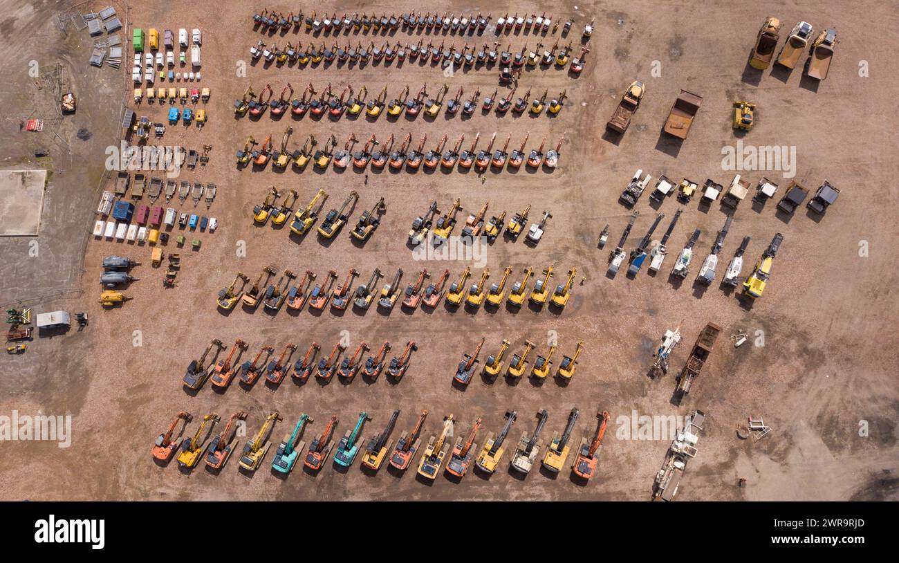 15/07/21 Construction equipment and heavy plant on display outside ...