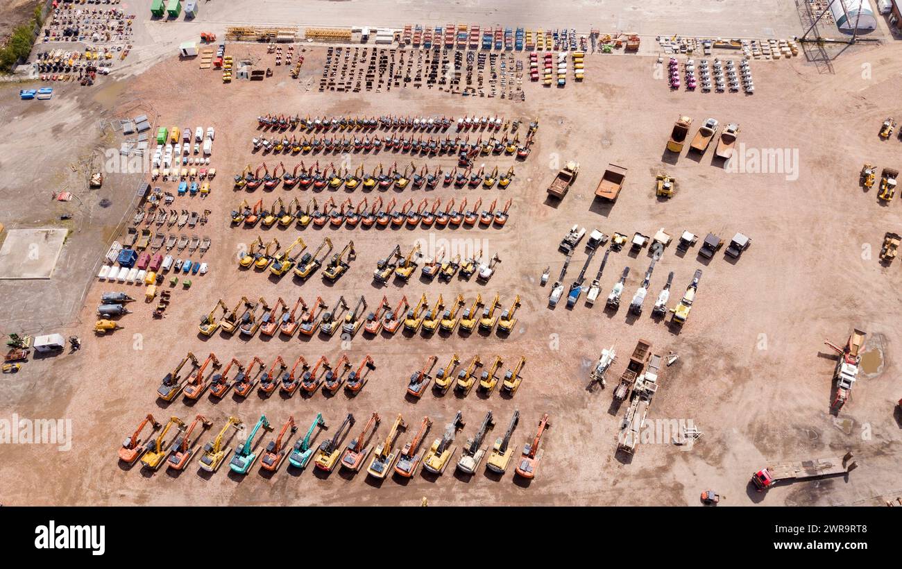 15/07/21 Construction equipment and heavy plant on display outside ...
