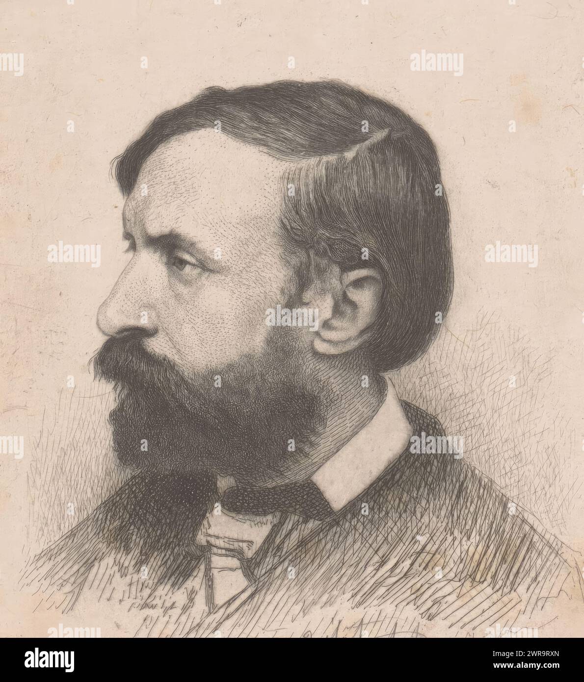 Portrait of Charles de Groux, print maker: Auguste Danse, (signed by ...