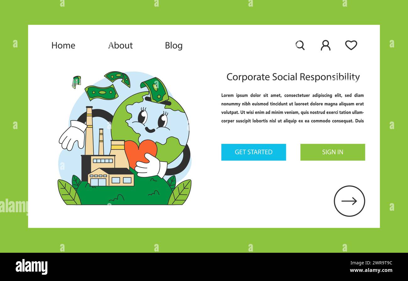 Corporate Social Responsibility concept. Features a globe caring for ...