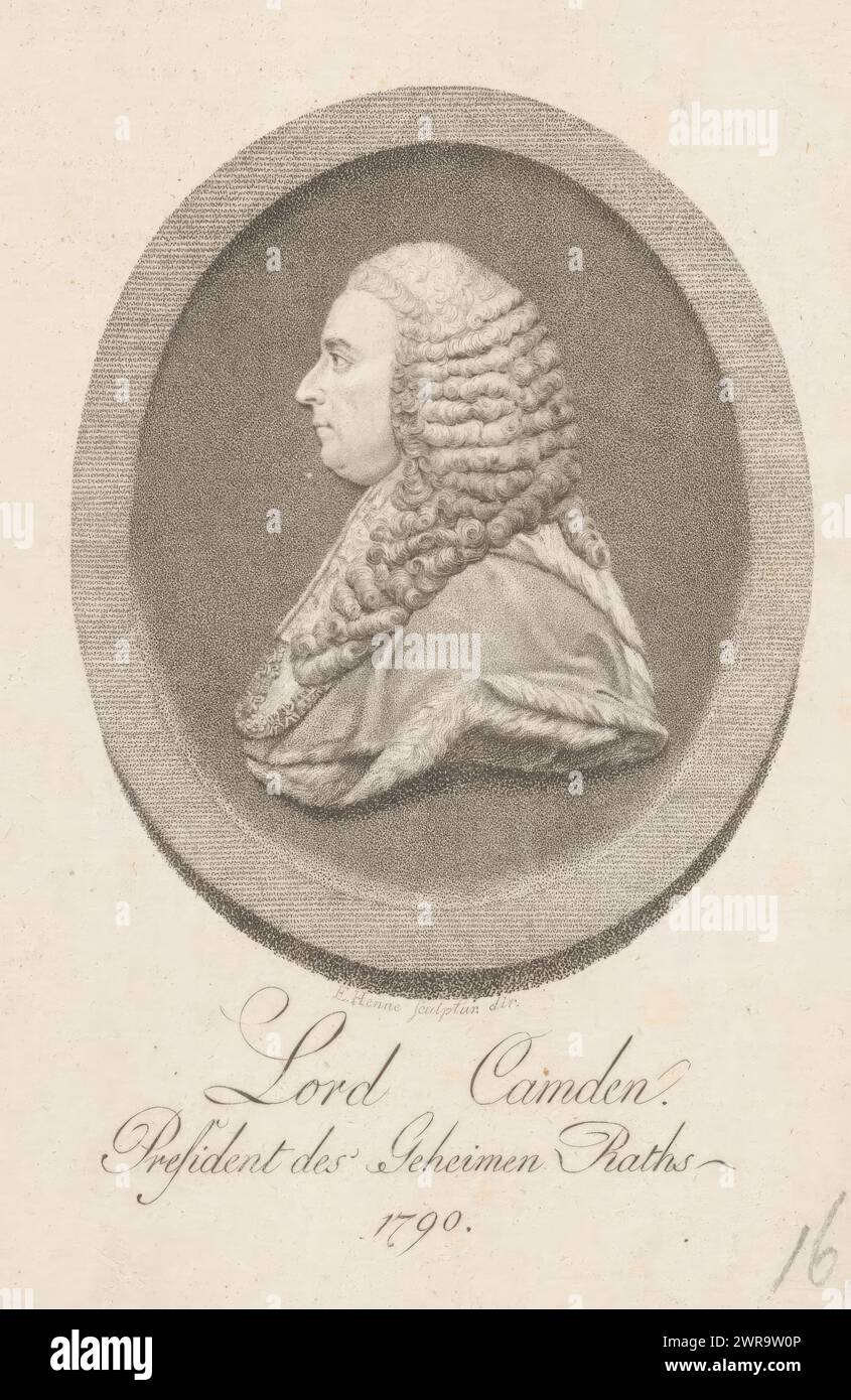 Portrait of Charles Pratt Camden, print maker: Eberhard Siegfried Henne ...