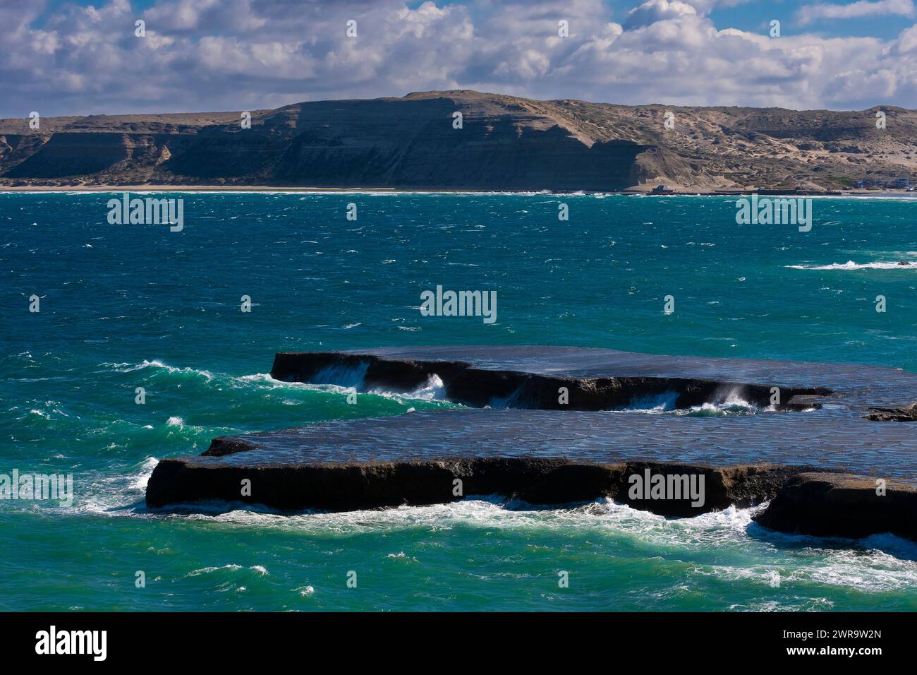 Coastal landscape with cliffs in Peninsula Valdes,Patagonia Argentina ...