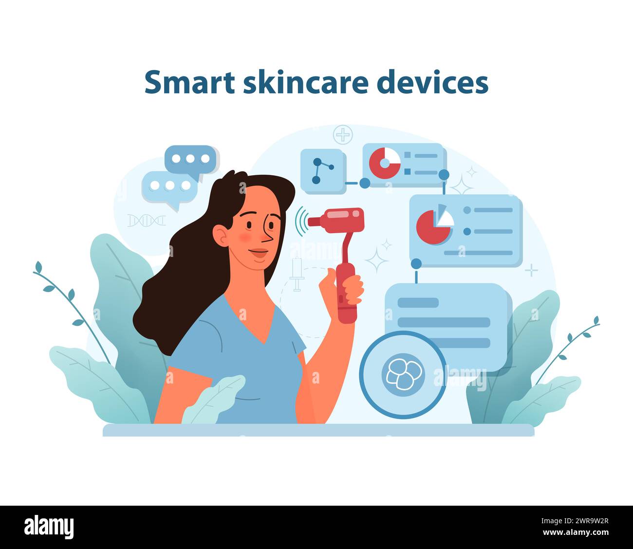 Smart skincare devices illustration. Innovative gadgets for advanced ...