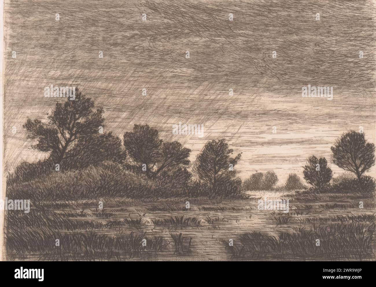 Landscape with rain shower, print maker: Alfred Elsen, (signed by ...