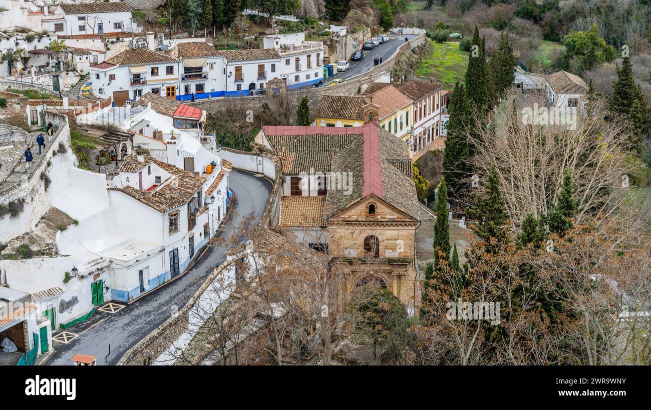 Granada, Spain, February 11, 2024. View of the popular neighborhood of ...