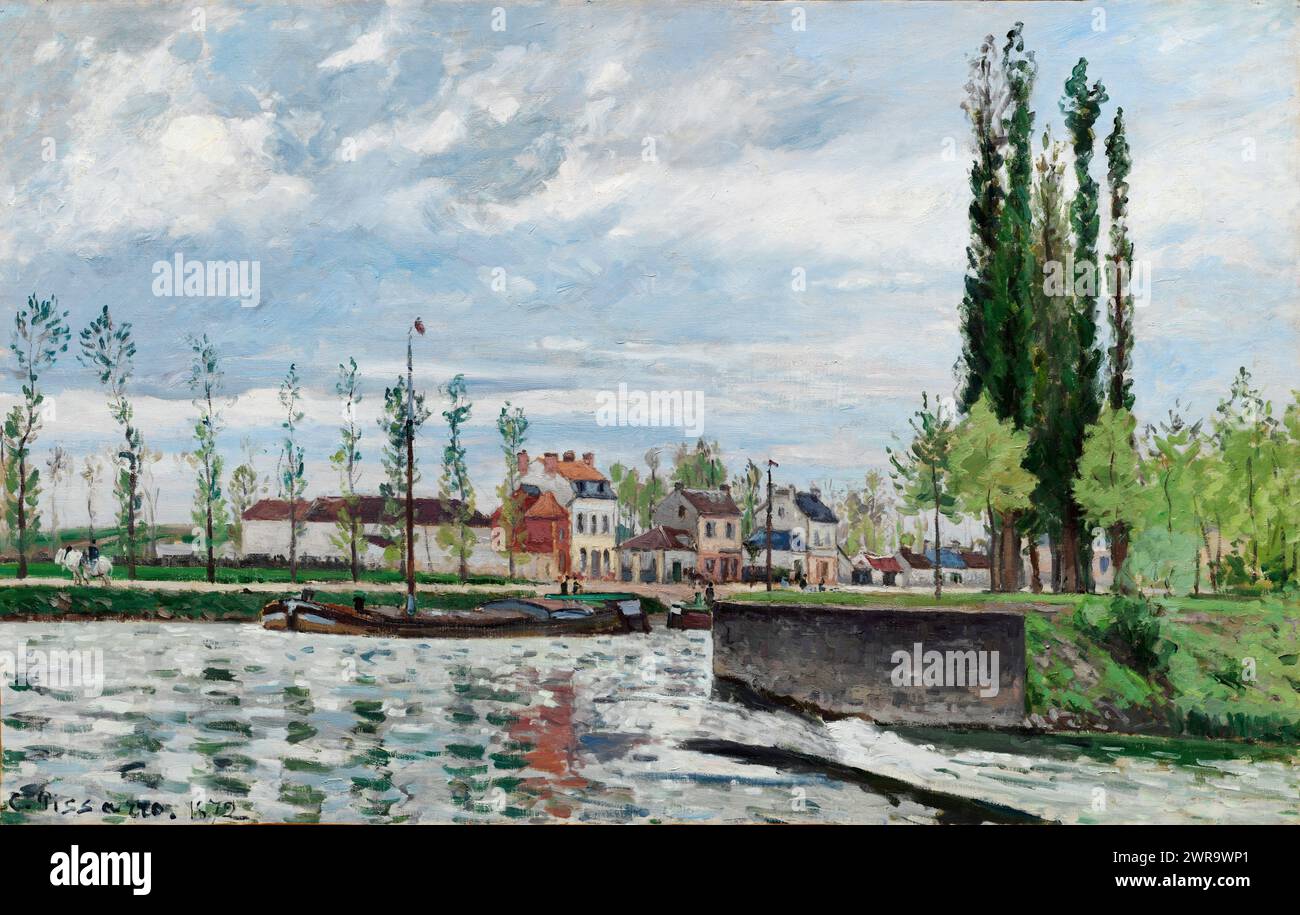 The Lock at Pontoise. Camille Pissarro. 1872 Stock Photo - Alamy