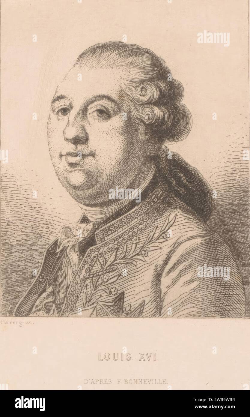Portrait of Louis XVI, Louis XVI (title on object), print maker: Léopold Flameng, after design ...