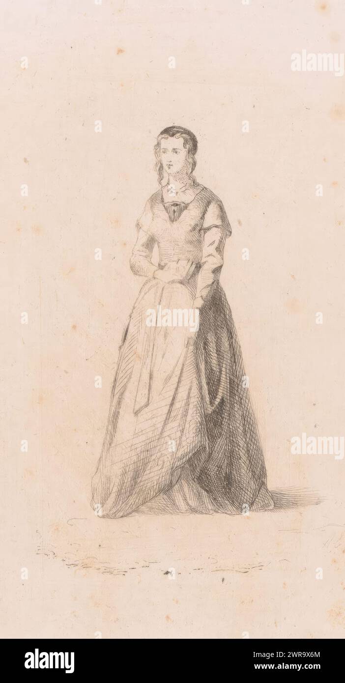 Standing lady, print maker: Antonie Goyers, 1836 - 1869, paper, etching ...