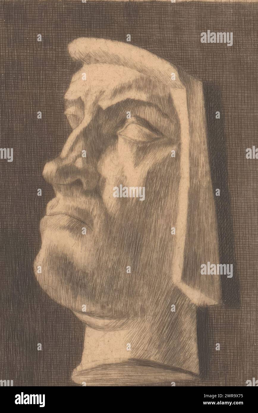 Study of a sculpted head, print maker: Louis Joseph Greuse, (signed by ...