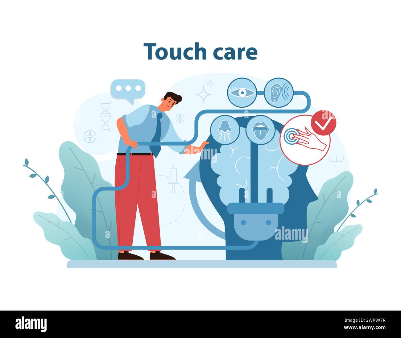 Touch care. An insightful illustration depicting sensory health and the ...