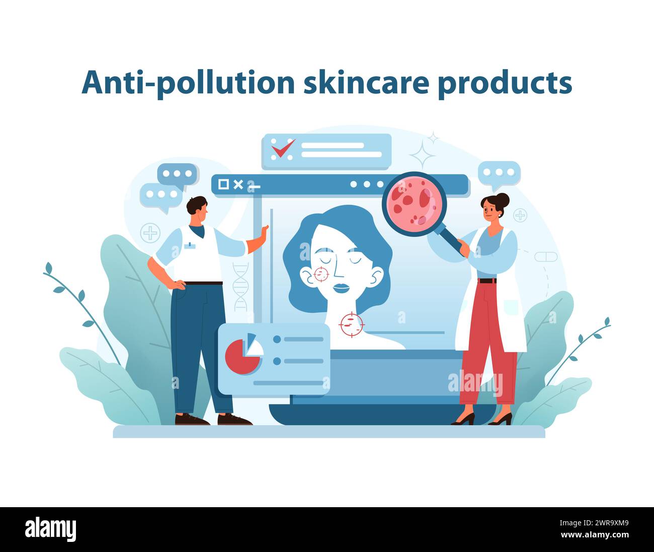 Anti-pollution skincare products illustration. Defending skin health ...