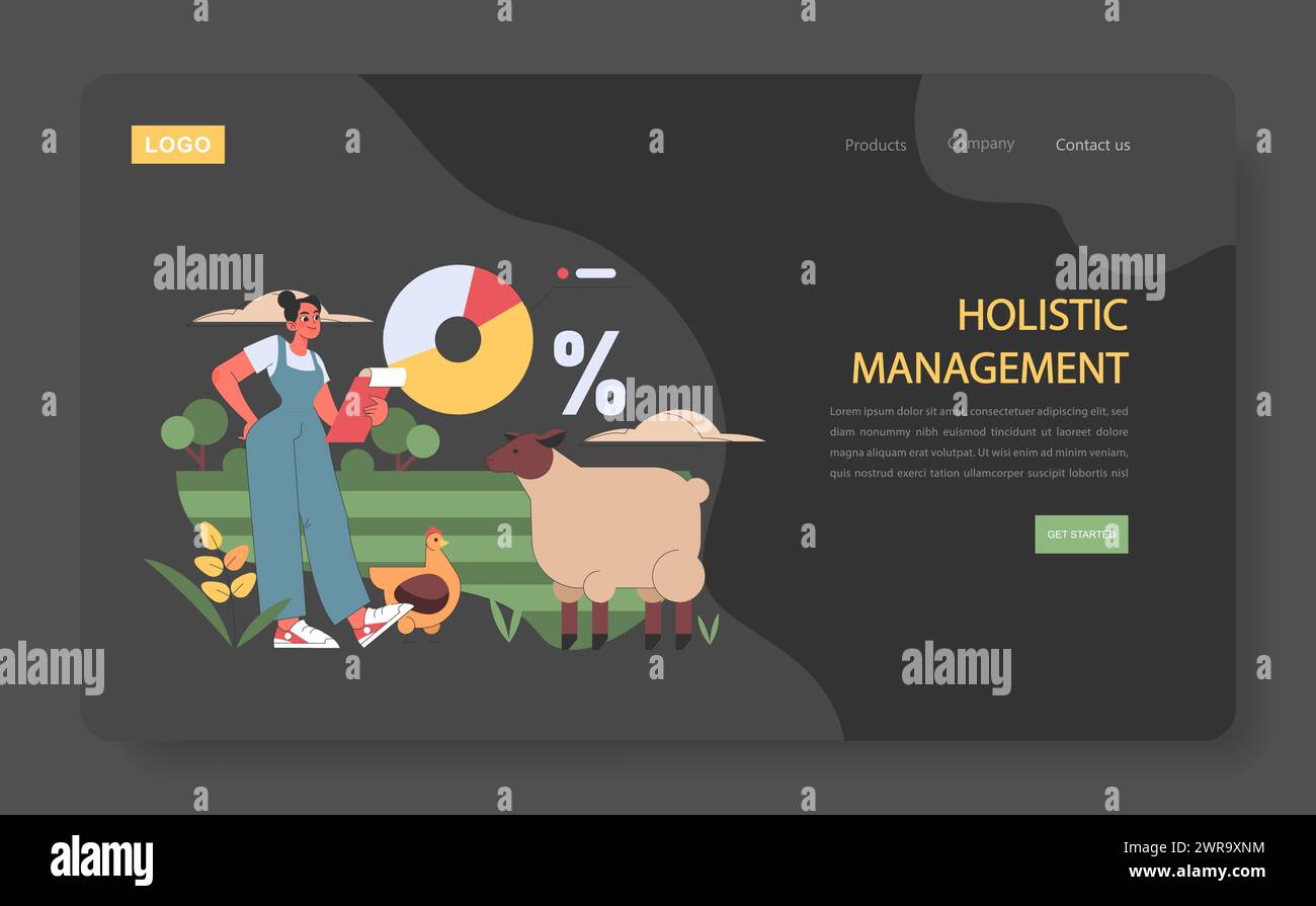 Holistic Management concept. Individual with livestock, analyzing ...
