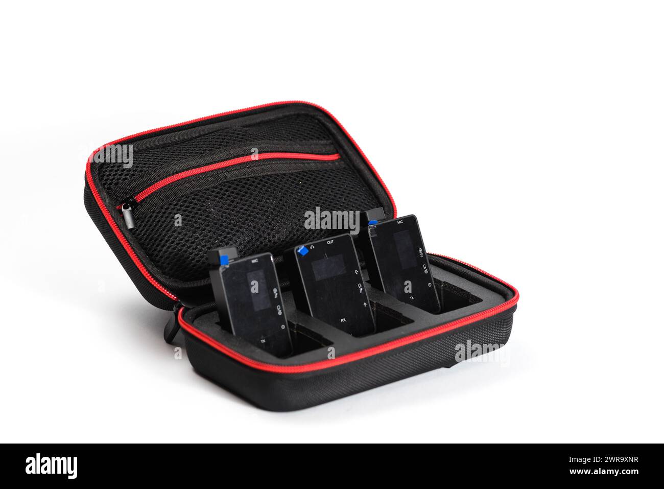 wireless small microphone set on white background Stock Photo - Alamy