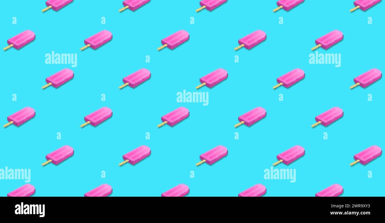 Pixelated isometric ice creams over cyan background Stock Vector Image ...