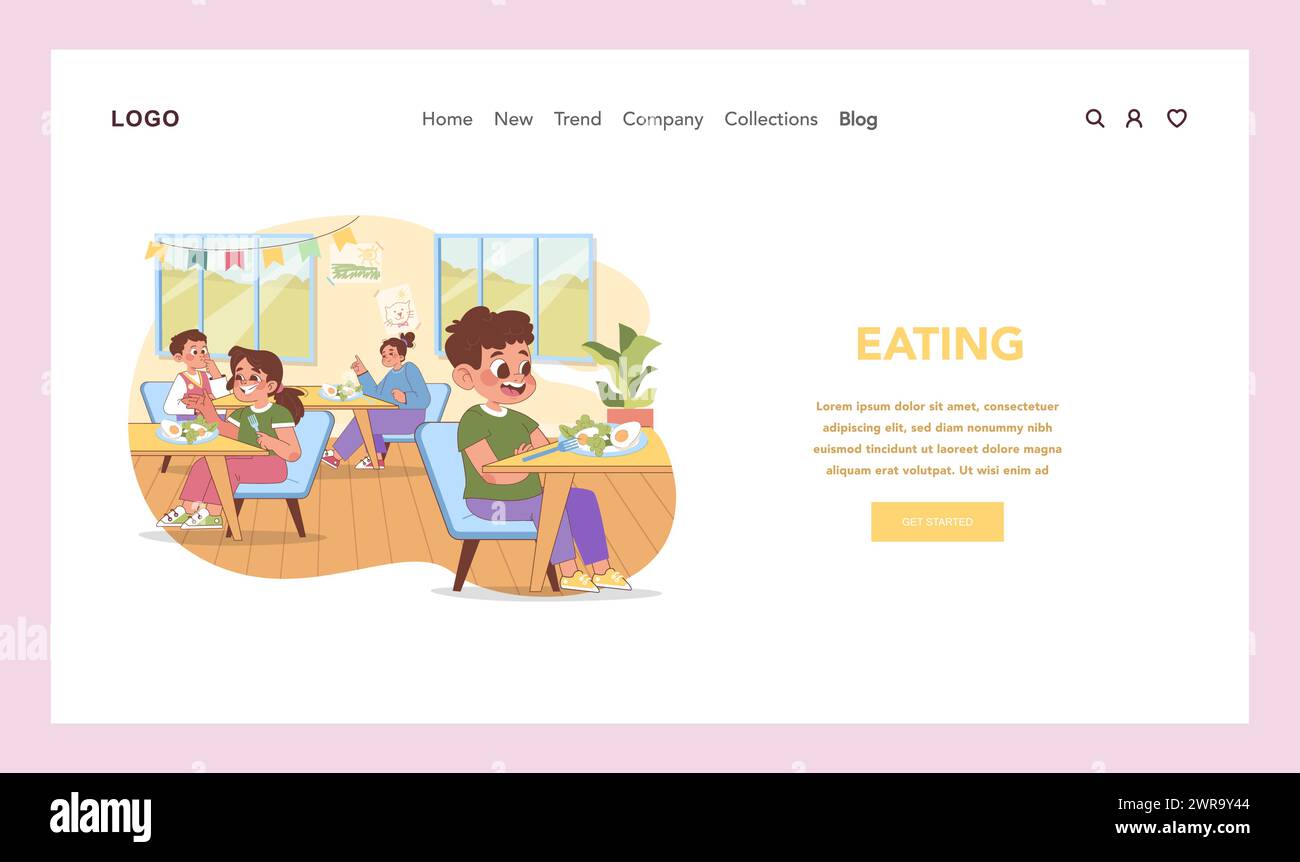 Kindergarten mealtime. Cheerful children enjoy nutritious lunches ...