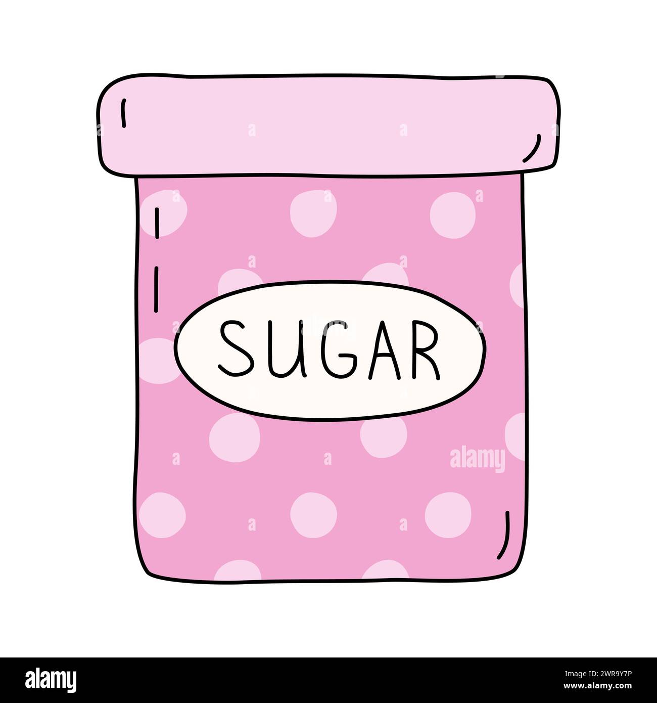 Metal tin or can with polka dots pattern and label sugar, vector ...