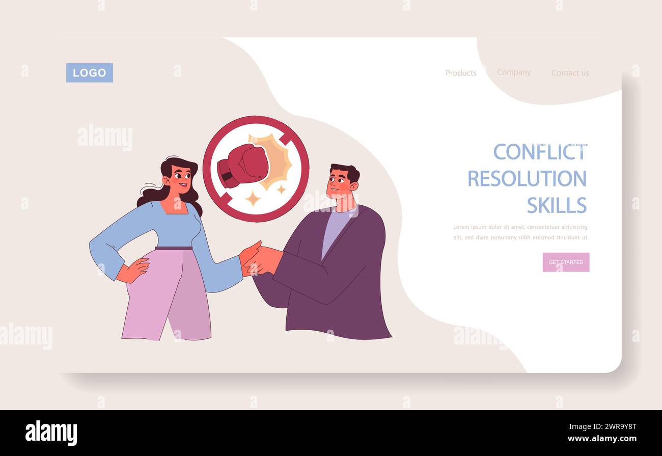 Conflict resolution skills concept. Illustration highlighting the collaborative approach to ...
