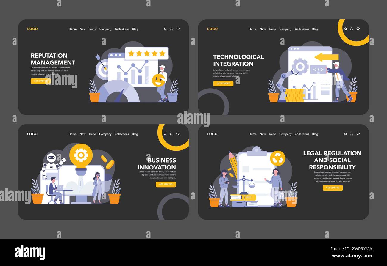 Night or dark mode web or landing page Stock Vector Images - Alamy