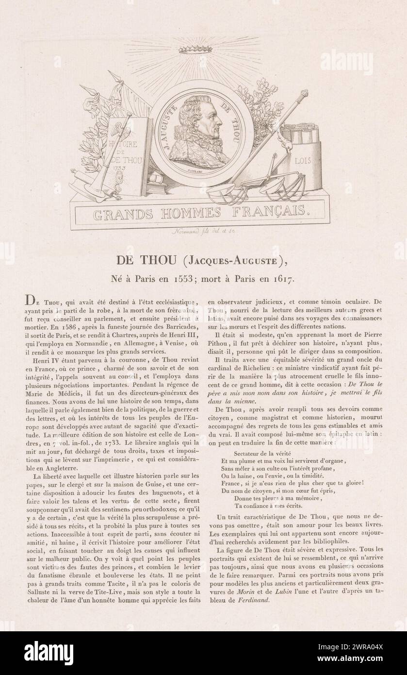 Portrait of Jacques-Auguste de Thou, De Thou (Jacques-Auguste) (title ...