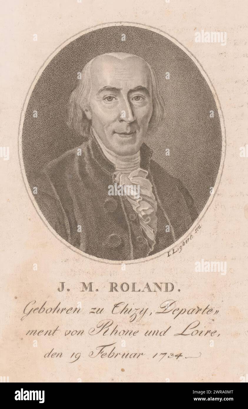 Portrait of Jean-Marie Roland de La Platière, Text in German in the ...