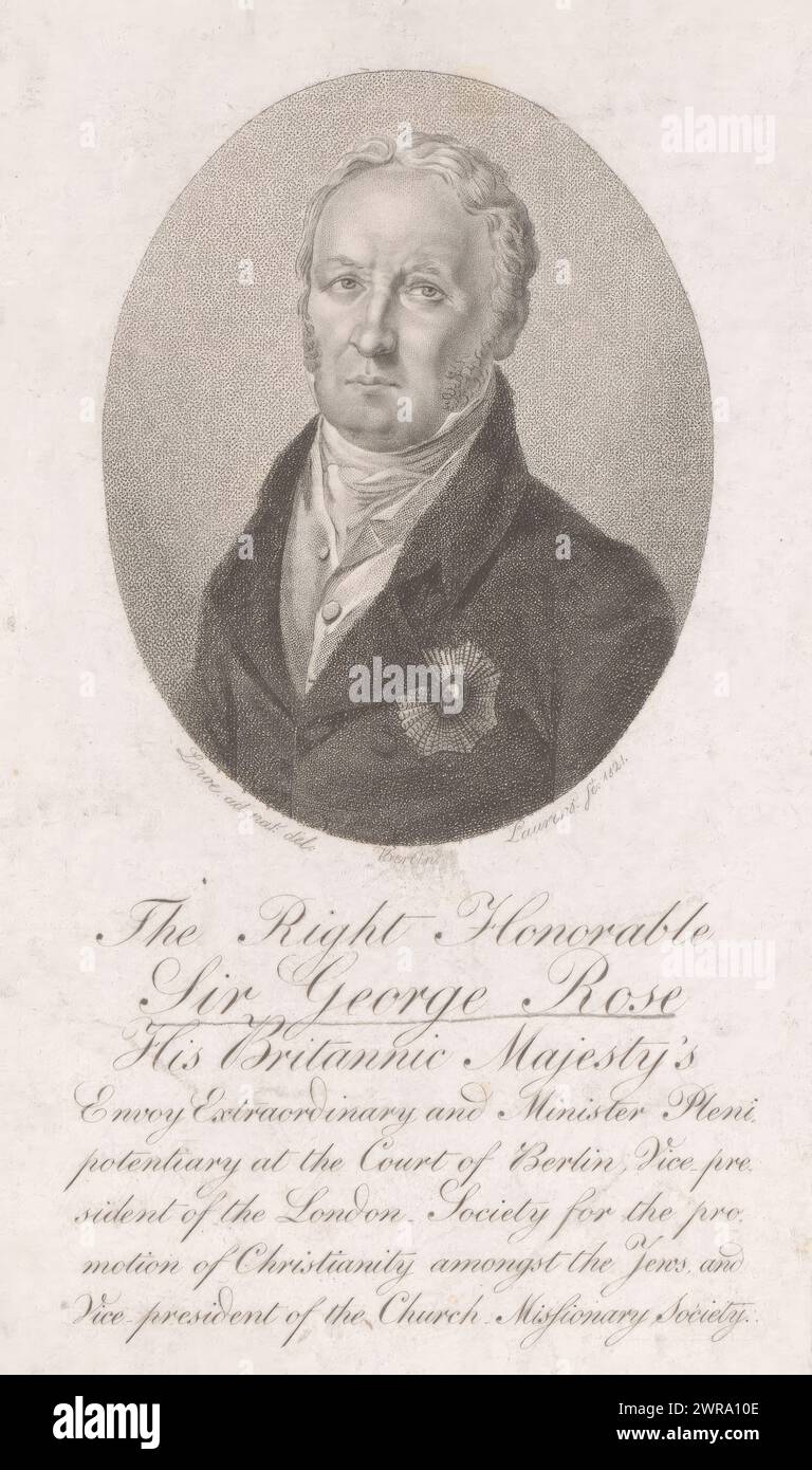 Portrait of George Henry Rose, Text in English in the bottom margin ...