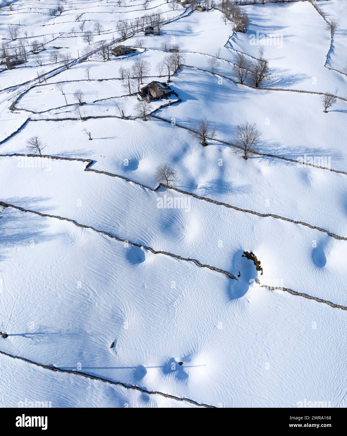 Winter landscape covered in snow in the surroundings of Guarguero ...