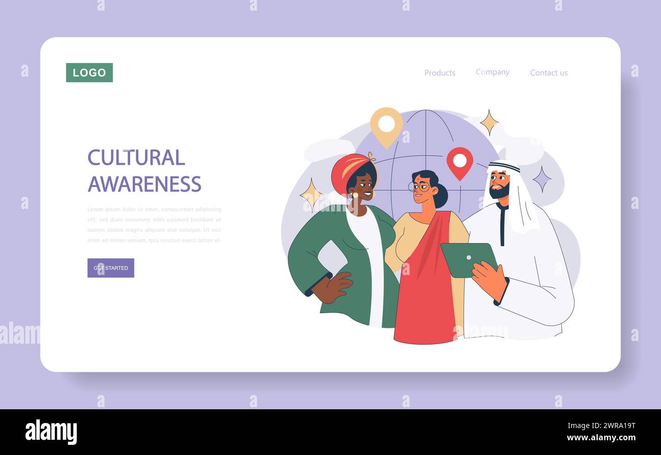 Cultural Awareness. Diverse group of people with globe, promoting ...