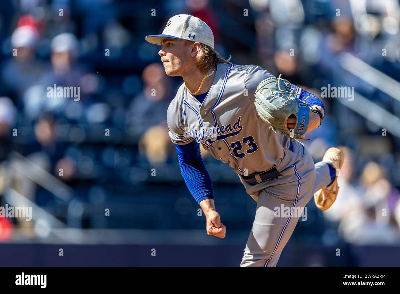Morehead State pitcher Zach Taylor (23) pitches against Mississippi ...