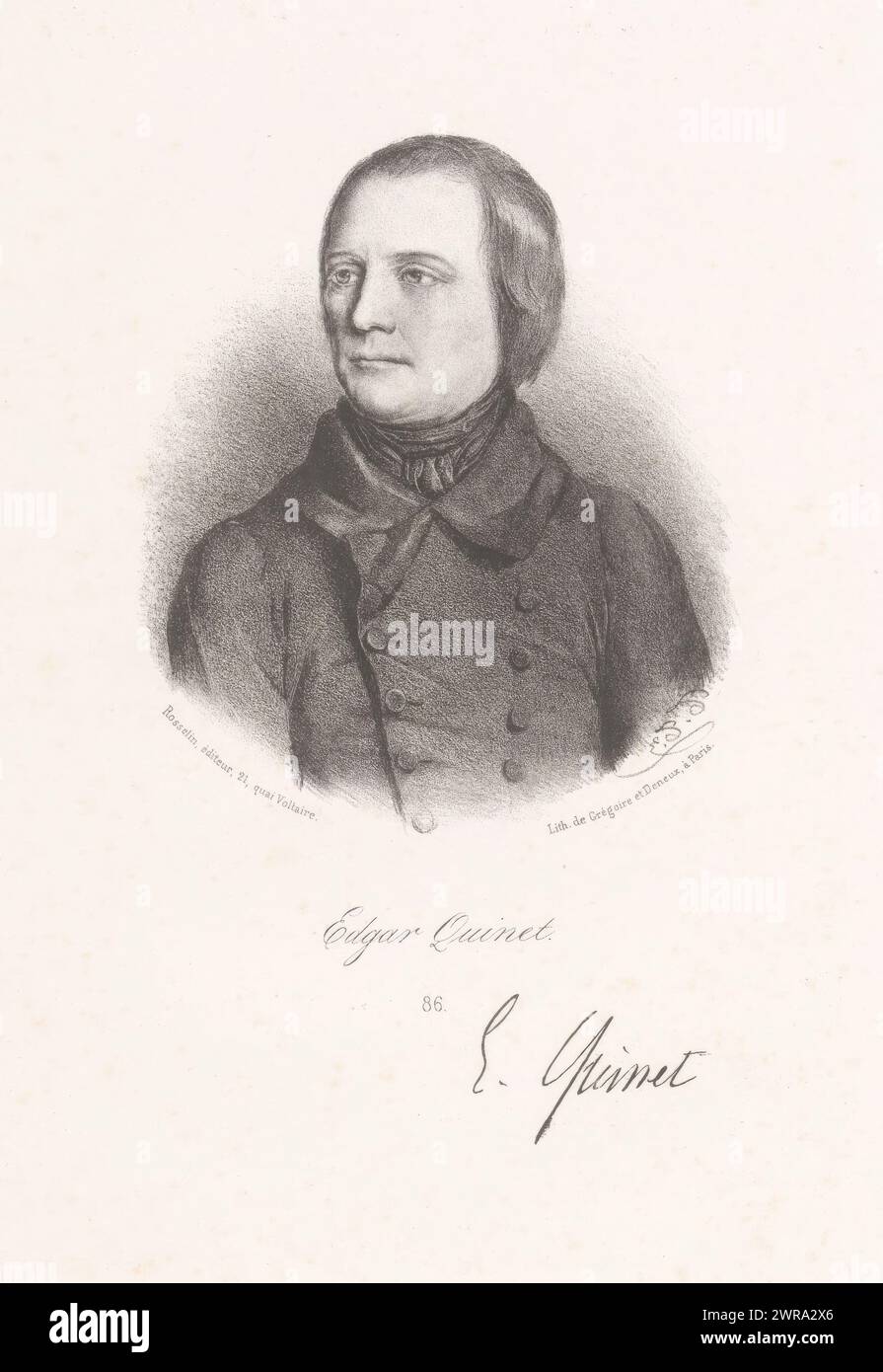 Portrait of Edgar Quinet, Edgar Quinet (title on object), Famous People ...