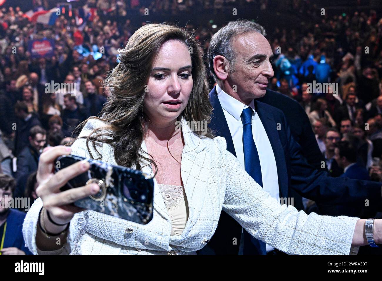 Paris, France. 10th Mar, 2024. Eric Zemmour and Sarah Knafo at the ...