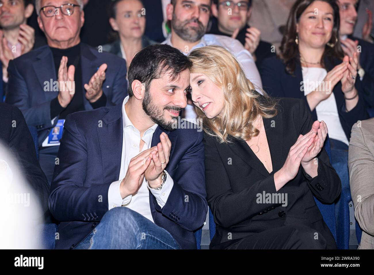 Paris, France. 10th Mar, 2024. Marion Marechal Le Pen and his husband Vincenzo Sofo at the ...