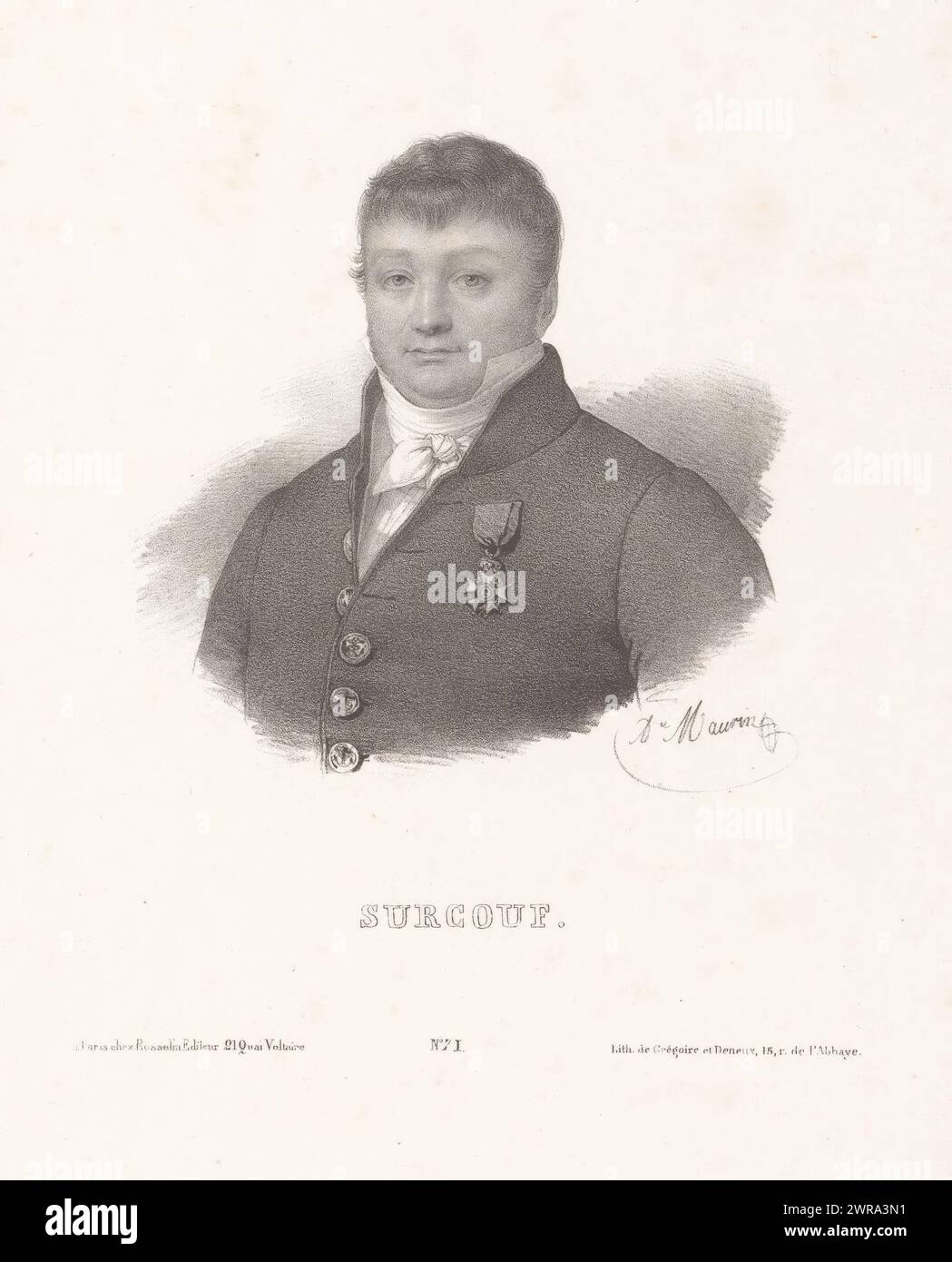 Portrait of Robert Surcouf, Surcouf (title on object), Numbered below ...
