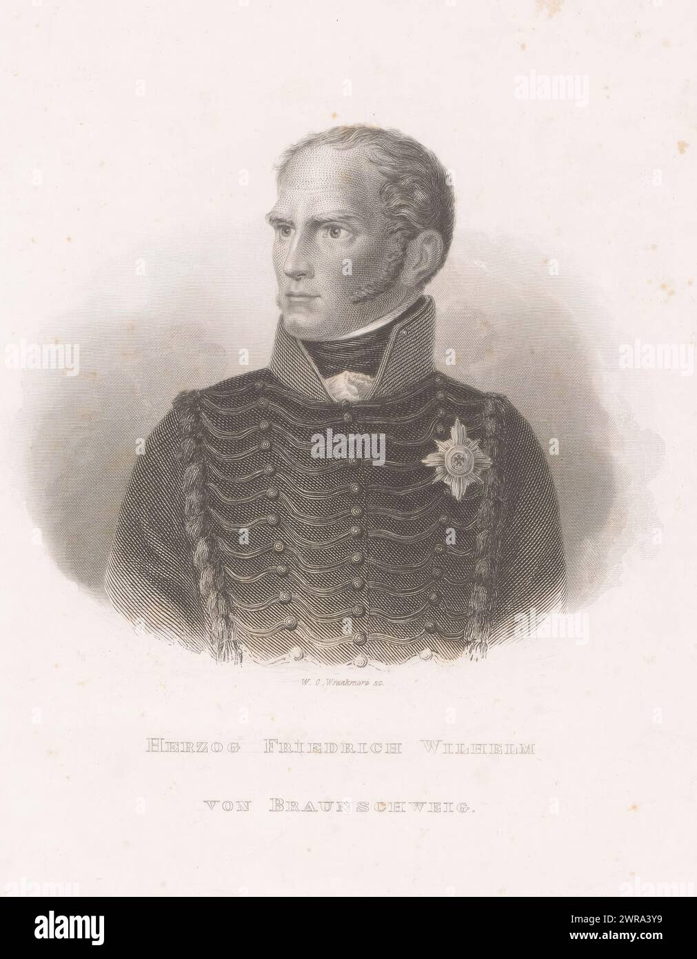 Portrait of Frederick William of Brunswick, print maker: William Colley ...