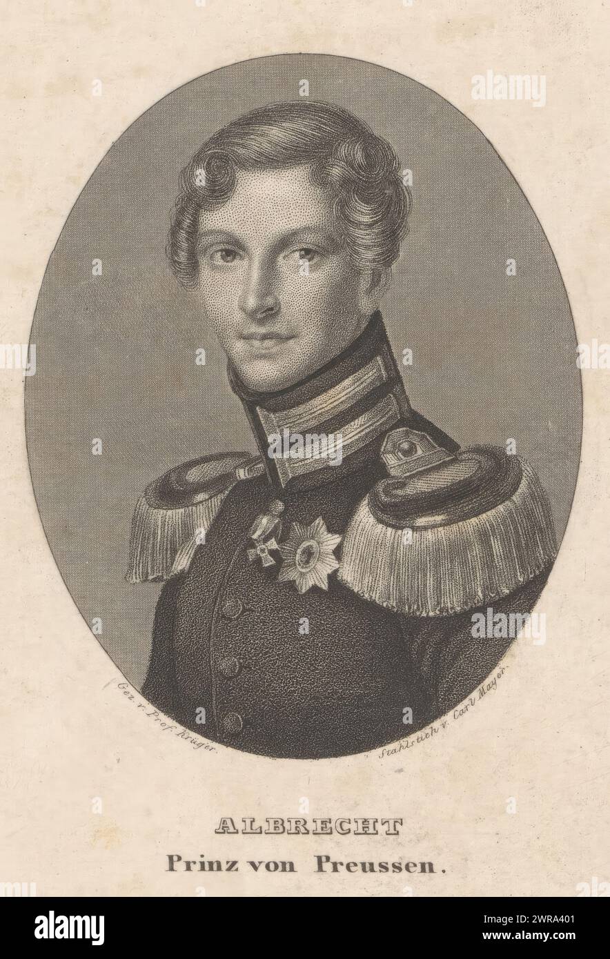Portrait of Albert of Prussia, print maker: Carl Mayer, after drawing ...