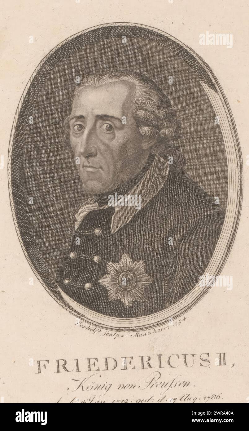 Portrait of Frederick II King of Prussia, print maker: Aegid Verhelst ...