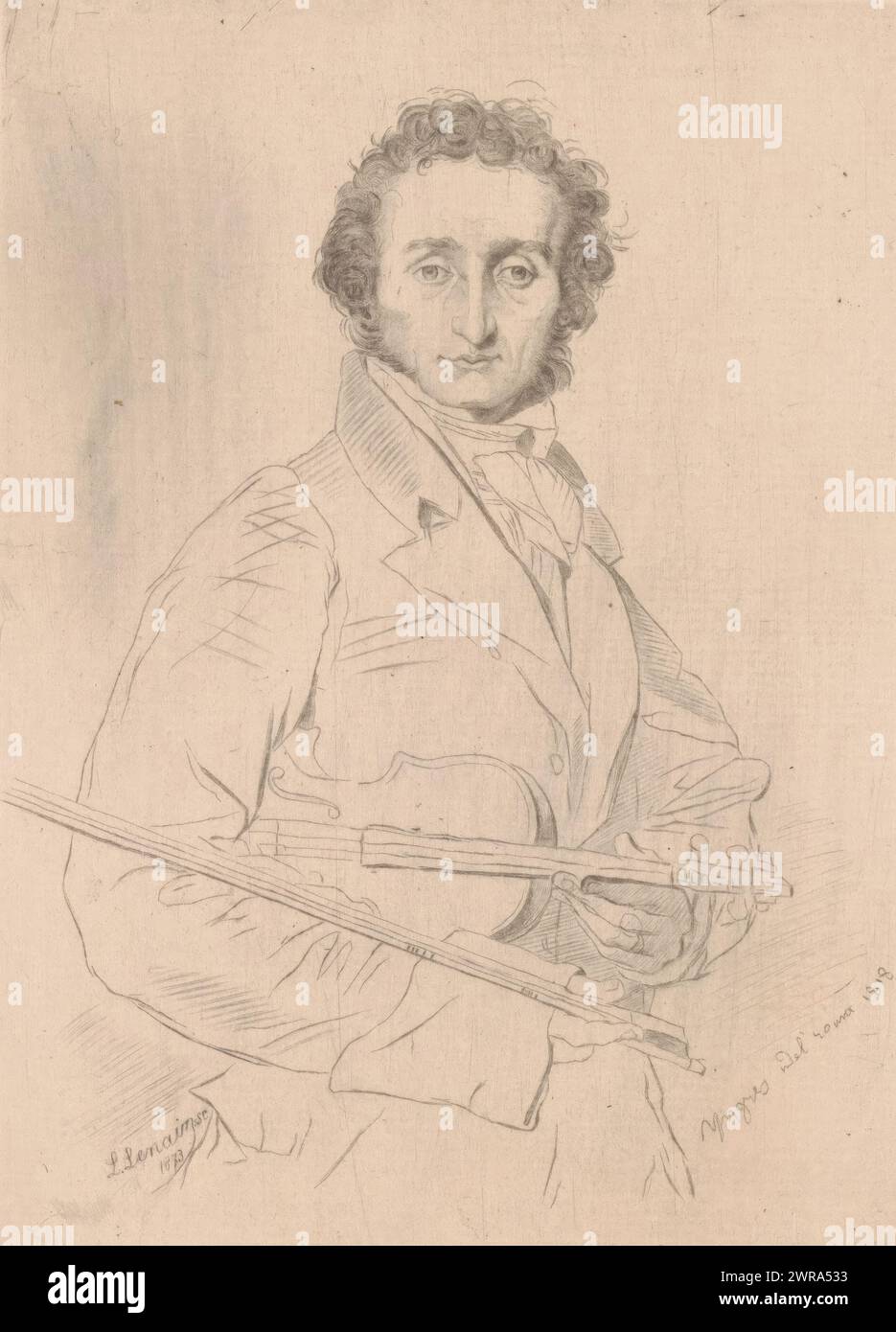 Portrait of Niccolò Paganini, print maker: Louis Le Nain, after design ...