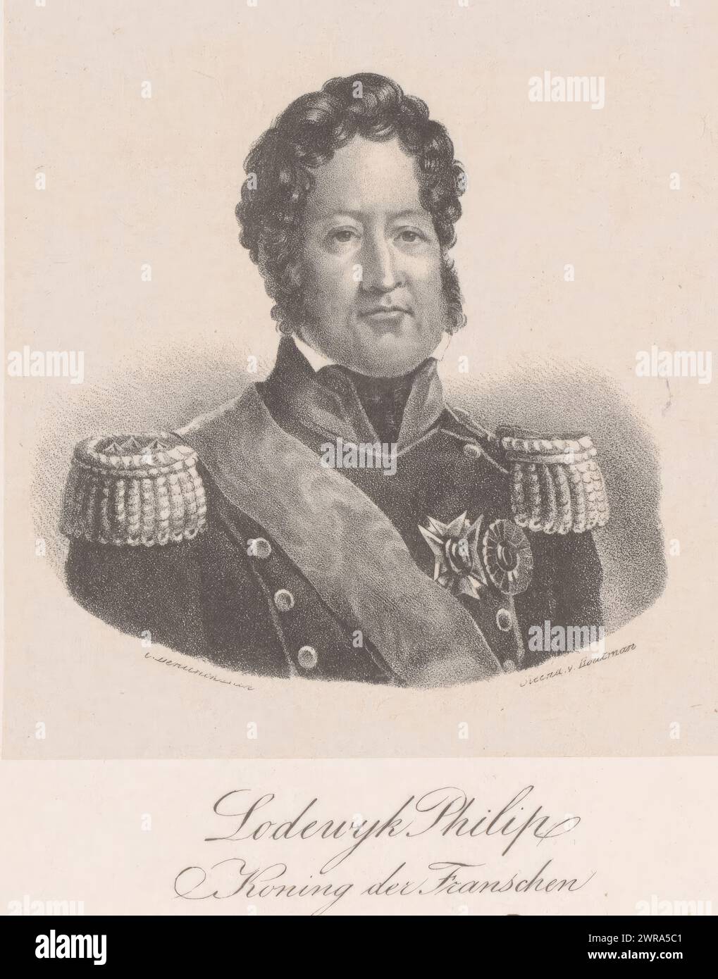 Portrait of Louis Philip I of France, his name and signature below the ...