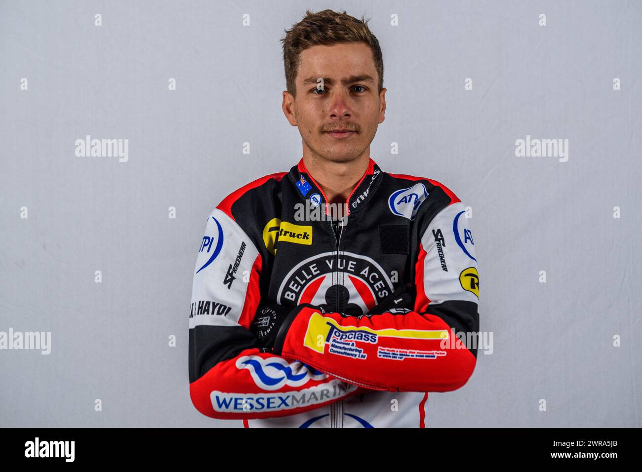 Belle Vue Aces' rider Ben Cook during the Belle Vue Aces Media Day at ...