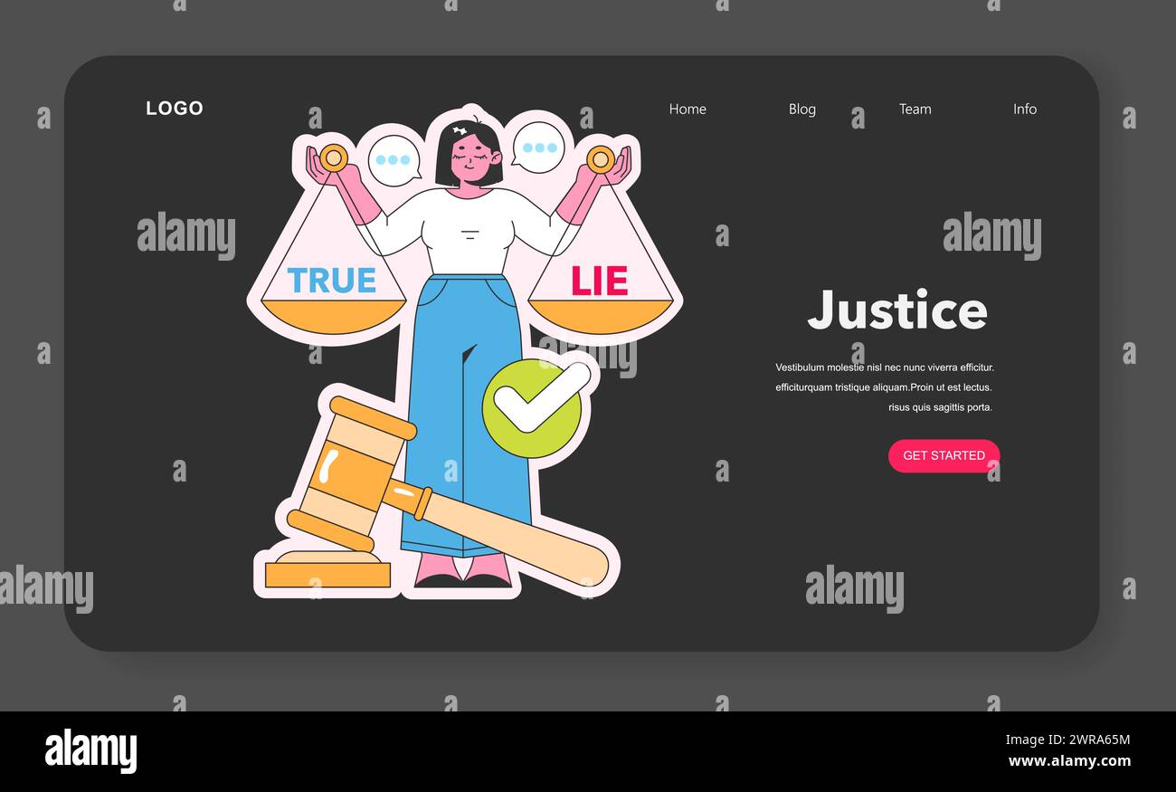 Justice concept. Figure balancing scales of truth and lies ...