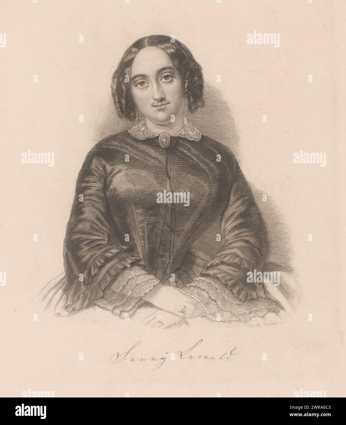 Portrait of Fanny Lewald, print maker: Auguste Hüssener, after drawing ...