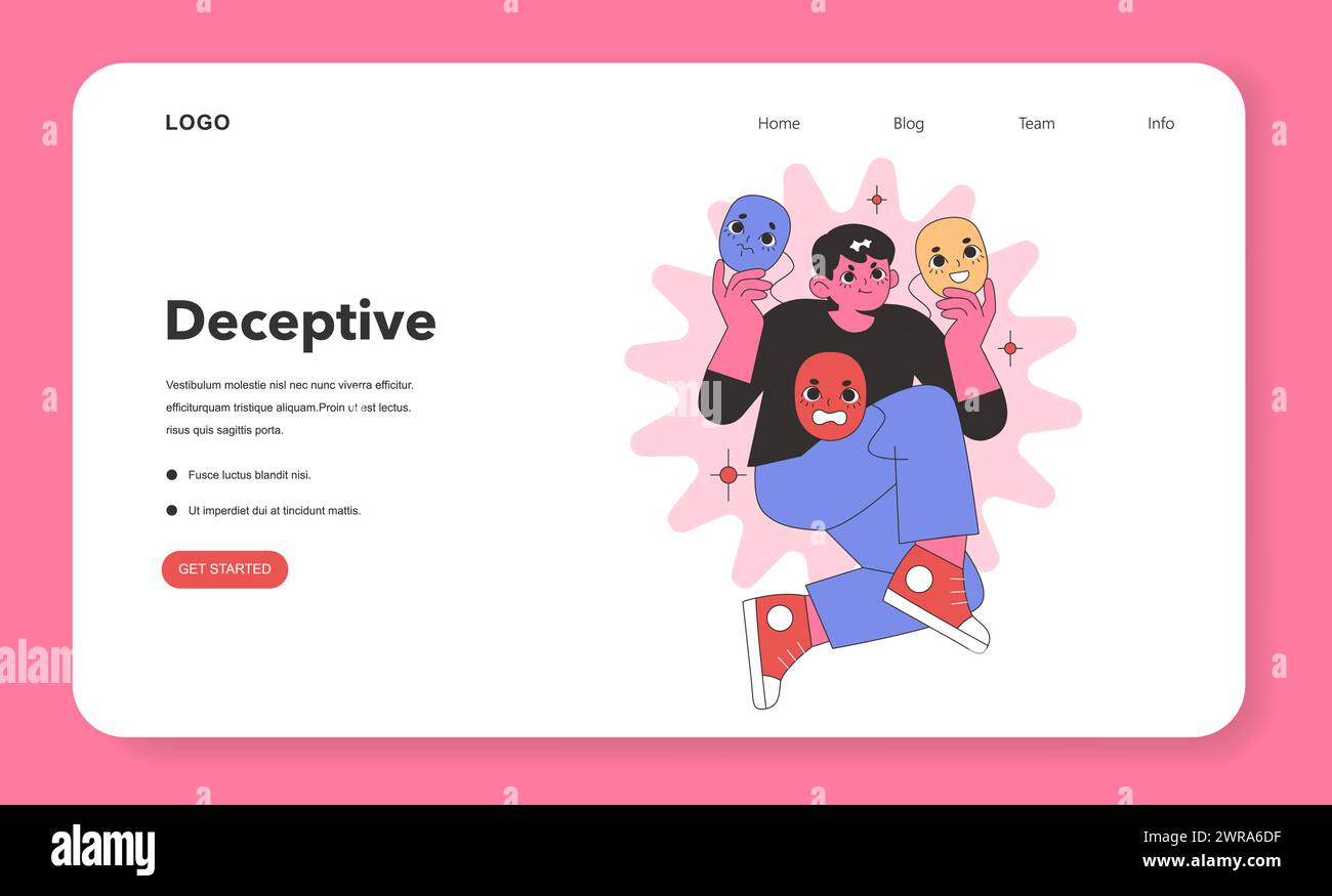 Deceptive Personality concept. A figure holding masks with varied ...