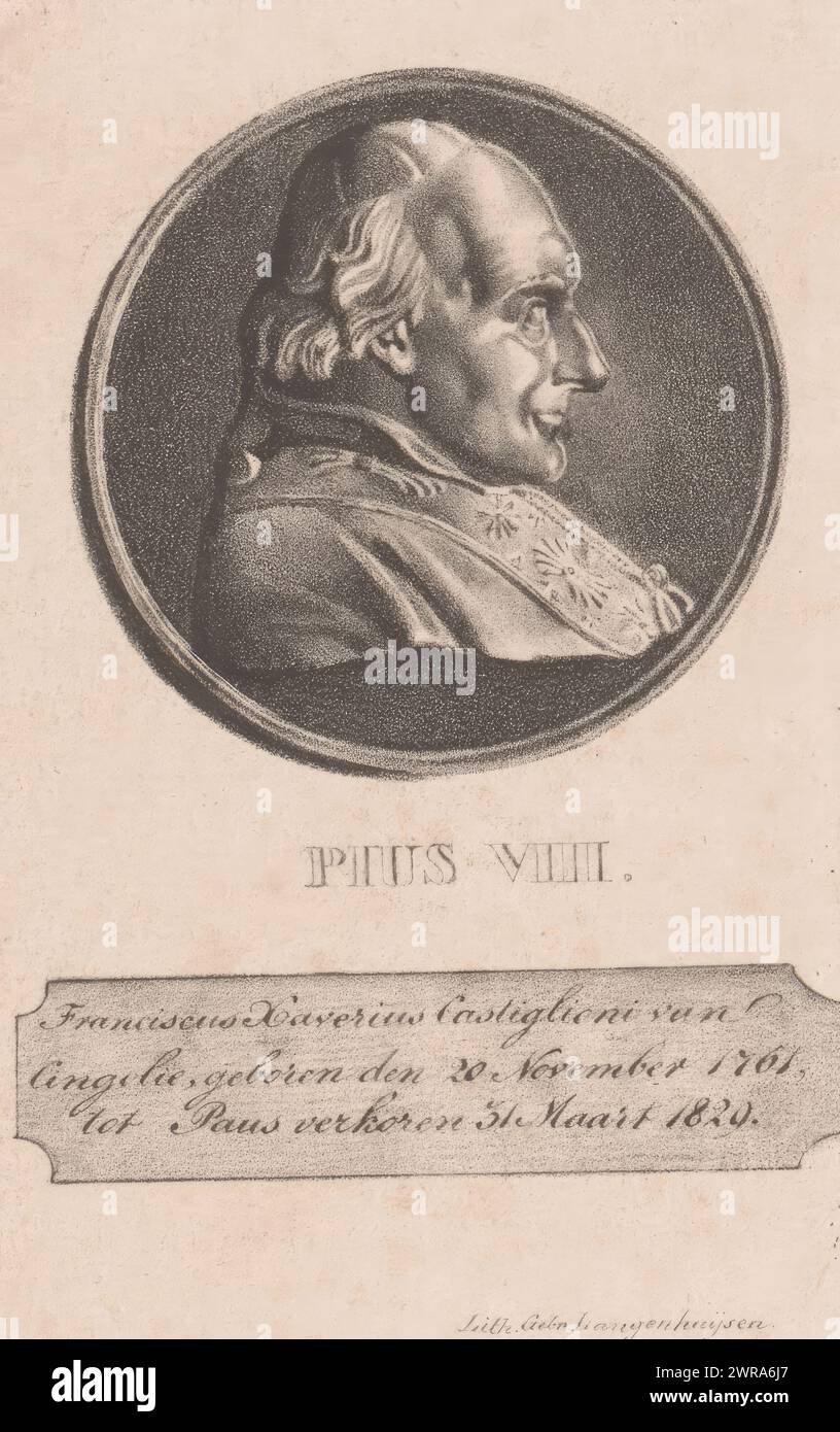 Medal with Pius VIII in profile. Below the medal is his name and a ...