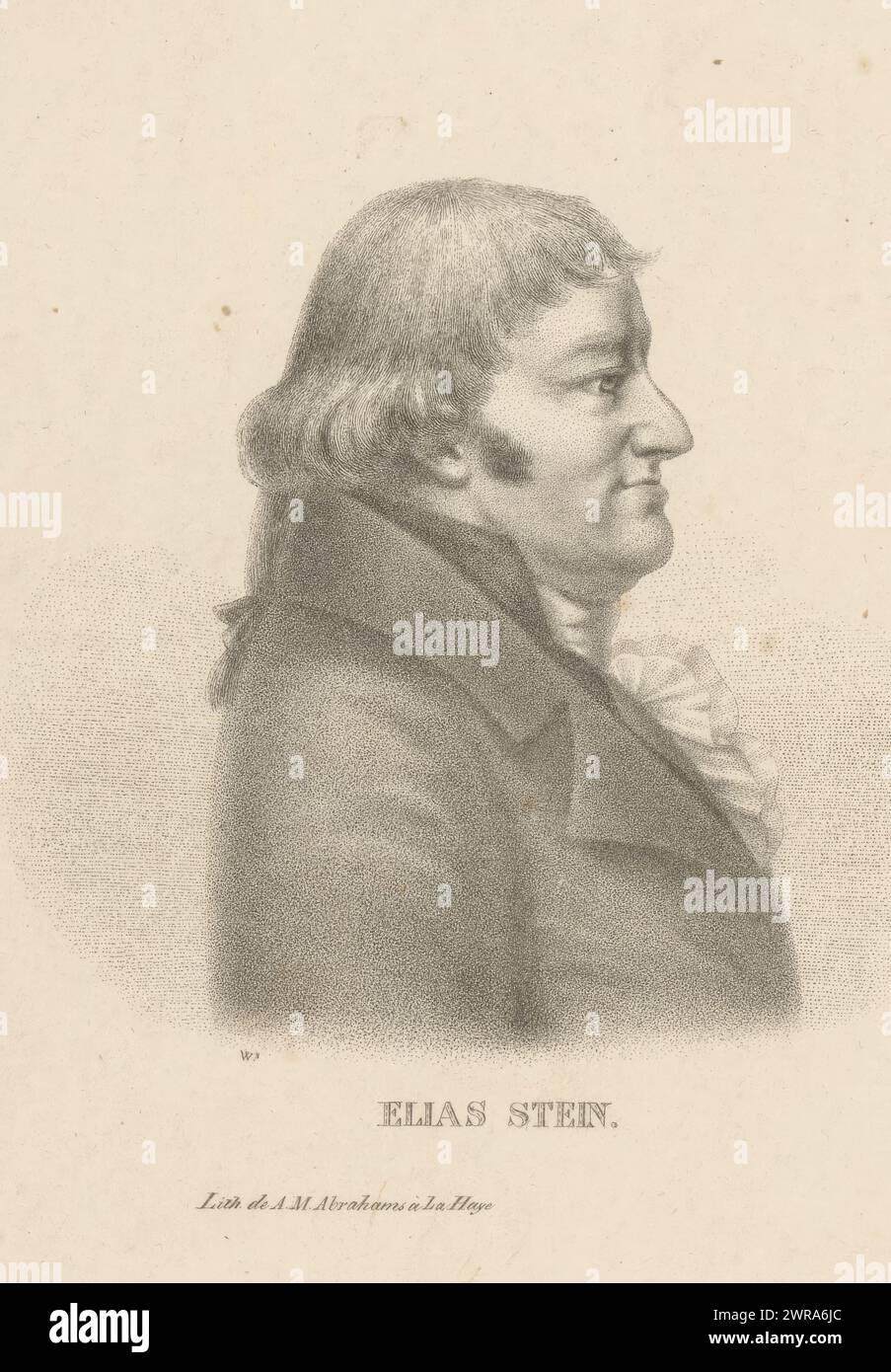 Portrait of Elias Stein, print maker: unknown, printer: Abraham Michiel ...