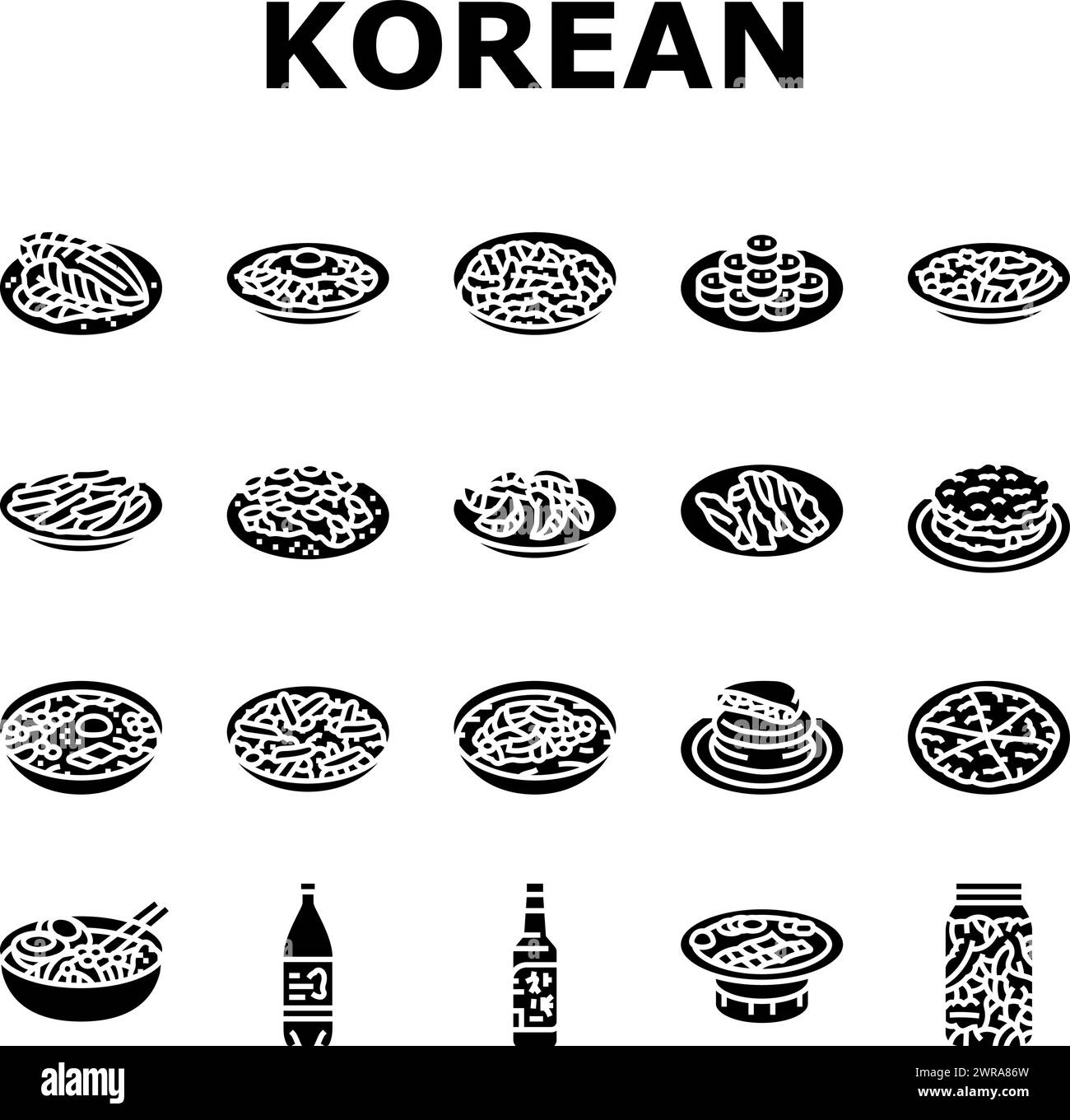 korean cuisine food asian icons set vector Stock Vector Image & Art - Alamy