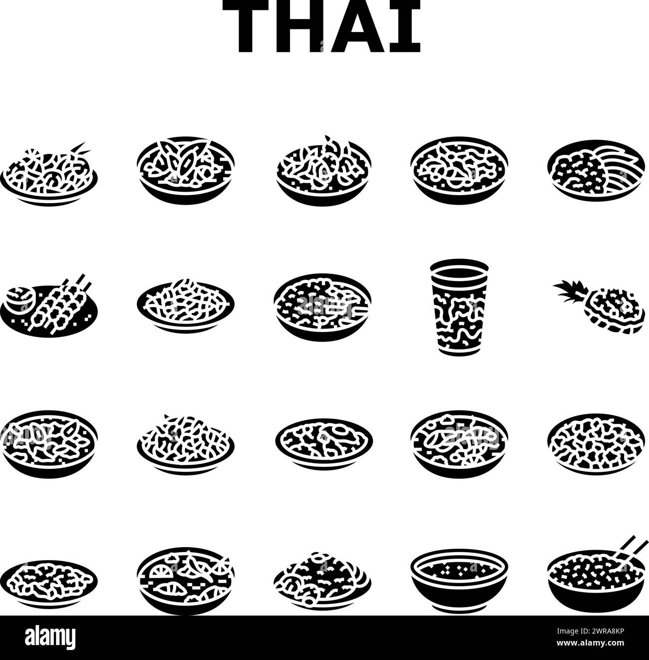 thai cuisine food asia icons set vector Stock Vector Image & Art - Alamy