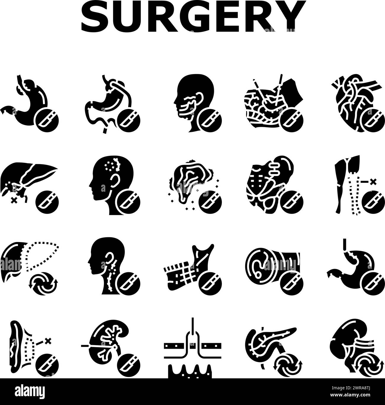 surgery operate room invasive icons set vector Stock Vector Image & Art ...
